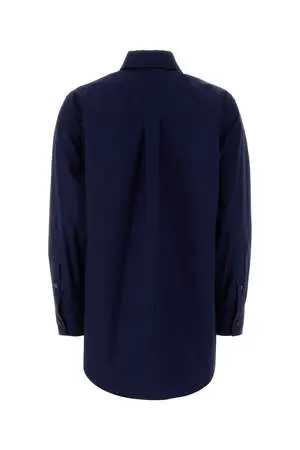 Fendi Navy Poplin Shirt With Embroidered Detail - Blue