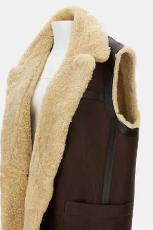 Bottega Veneta Long Leather Waistcoat With Fur Lining