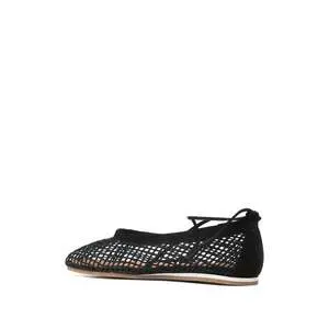 FORTE_FORTE Ballet Flats With Net Overlay And Tie Fastening - Black