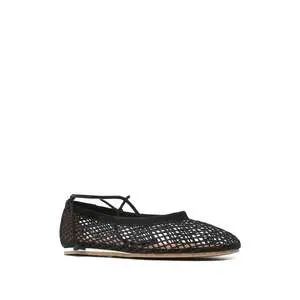 FORTE_FORTE Ballet Flats With Net Overlay And Tie Fastening - Black