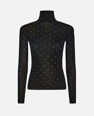 Rabanne Black Turtleneck With Appliques