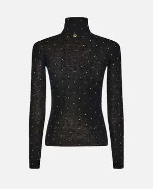 Rabanne Black Turtleneck With Appliques