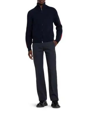 Gucci Wool Zip-up Jacket With Web Trim