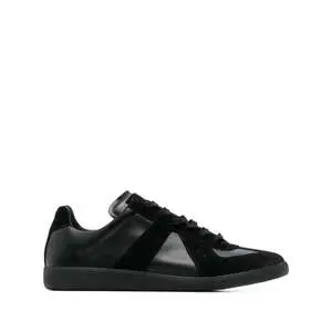 MAISON MARGIELA Calf Leather & Suede Paneled Low-top Trainers