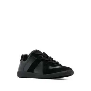 MAISON MARGIELA Calf Leather & Suede Paneled Low-top Trainers