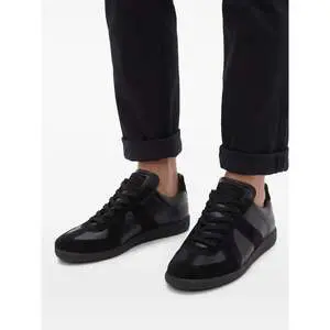 MAISON MARGIELA Calf Leather & Suede Paneled Low-top Trainers