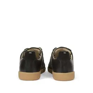 MAISON MARGIELA Calf Leather & Suede Paneled Low-top Trainers - Black