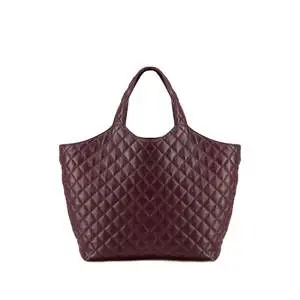 Saint Laurent Quilted Logo Plaque Tote Bag - Purple
