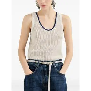 Brunello Cucinelli Sleeveless Scoop Neck Knit Top
