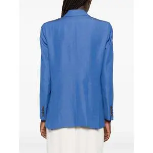 BLAZÉ MILANO Silk And Linen Peak Lapel Double-breasted Blazer - Blue