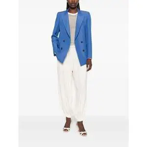 BLAZÉ MILANO Silk And Linen Peak Lapel Double-breasted Blazer - Blue