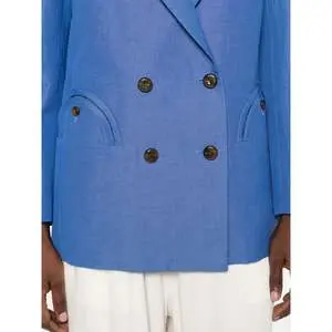 BLAZÉ MILANO Silk And Linen Peak Lapel Double-breasted Blazer - Blue