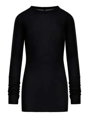 Rick Owens Ribbed Semi-transparent Long Sleeve Sweater - Black