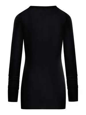 Rick Owens Ribbed Semi-transparent Long Sleeve Sweater - Black
