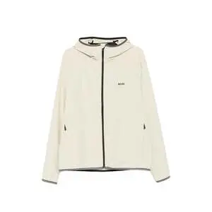 BOSS Hooded Jacket With Logo Detail - Cream