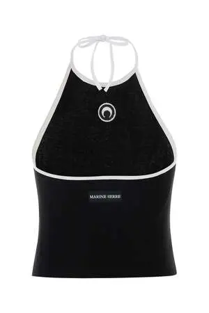 MARINE SERRE Cotton Tank Top - Black