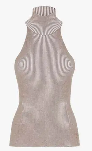 Fendi Ribbed Knit Sleeveless Top