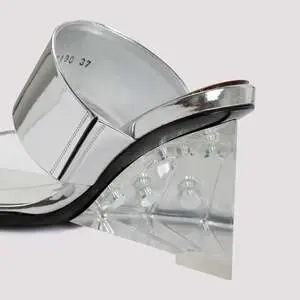 Alexander McQueen Calf Leather Square Toe Platform Sandals - Silver