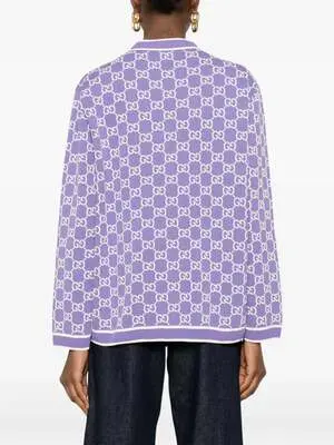 Gucci Long Sleeve Crew-neck Gg Jacquard Cardigan - Multicolor