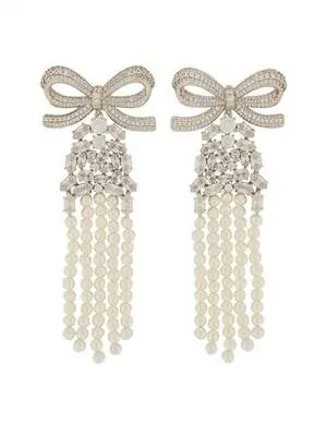 SELF-PORTRAIT Bow Detail Drop Earrings - Silver