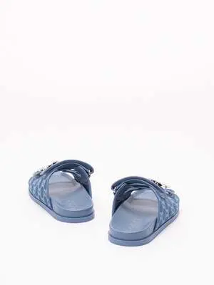 Gucci Marmont Denim Slides With Gg Monogram