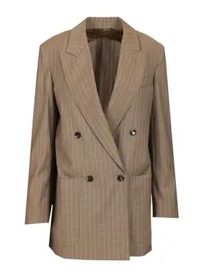 Max Mara Double-breasted Virgin Wool Blazer - Brown