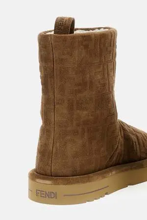 Fendi Embossed Ff Suede Après-ski Boots