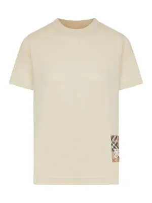 Burberry Cotton T-shirt With Check Appliqu