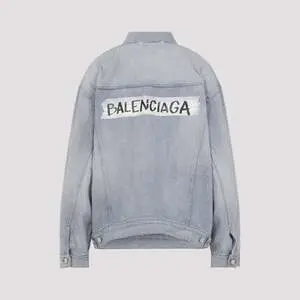 Balenciaga Cotton Denim Jacket With Logo Detail