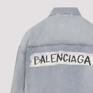 Balenciaga Cotton Denim Jacket With Logo Detail
