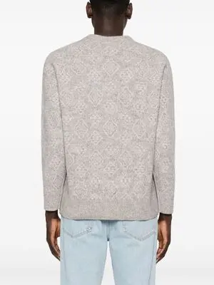 Brunello Cucinelli Geometric Pattern Round Neck Sweater