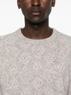Brunello Cucinelli Geometric Pattern Round Neck Sweater