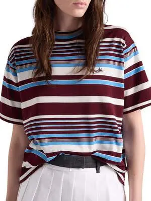 Prada Striped Cotton Crew Neck Sweater