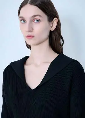 Rick Owens Ribbed V-neck Cropped Sweater - Black