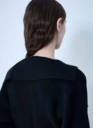 Rick Owens Ribbed V-neck Cropped Sweater - Black