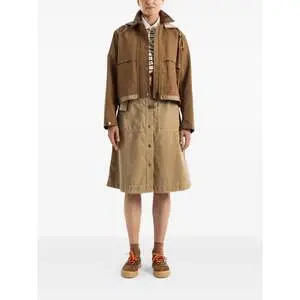 Moncler Cropped Corduroy Collar Jacket - Brown