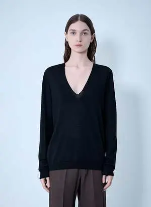 Rick Owens V-neck Fine Knit Sweater - Black