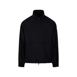 Moncler Lightweight Zip-up Jacket With Logo Patch - Black