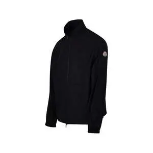 Moncler Lightweight Zip-up Jacket With Logo Patch - Black