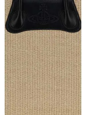 VIVIENNE WESTWOOD Troy Tote Bag With Raffia Effect And Orb Motif