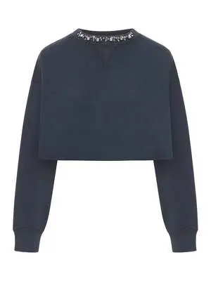 GOLDEN GOOSE Crew Neck Sweatshirt With Crystals - Multicolor