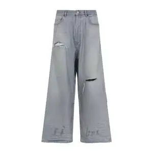 Balenciaga Minimal Baggy Light Wash Cotton Denim Pants - Blue