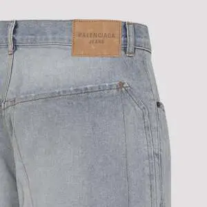 Balenciaga Minimal Baggy Light Wash Cotton Denim Pants - Blue