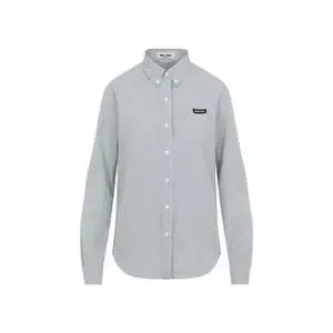 Miu Miu Cotton Checked Shirt With Logo Patch
