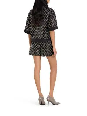 Gucci Wool Tweed Top With Gg Crystals
