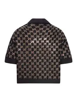 Gucci Wool Tweed Top With Gg Crystals