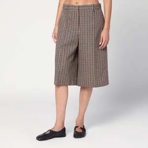 JIL SANDER Check Wool Bermuda Shorts - Brown
