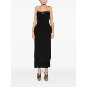 Magda Butrym Silk Midi Dress With Lace Trim