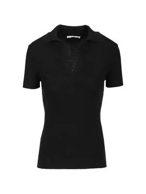 Max Mara Ribbed Wool Polo Shirt - Black