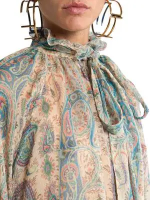 Etro Silk Crepon Blouse With Paisley Foliage Motif - Multicolor
